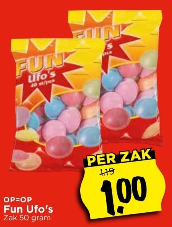 Fun Ufo's Zak 50 gram aanbieding bij Vomar Voordeelmarkt