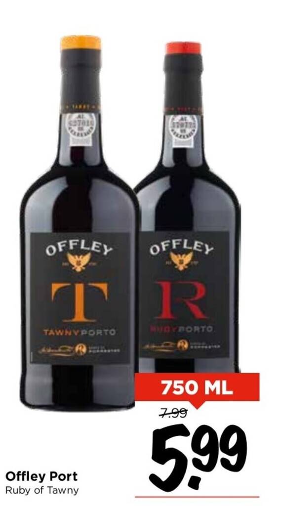 Offley Port Ruby of Tawny 750ml aanbieding bij Vomar Voordeelmarkt