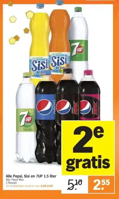 Alle pepsi, sisi en 7up 1.5 liter bijv. pepsi max aanbieding bij Albert ...