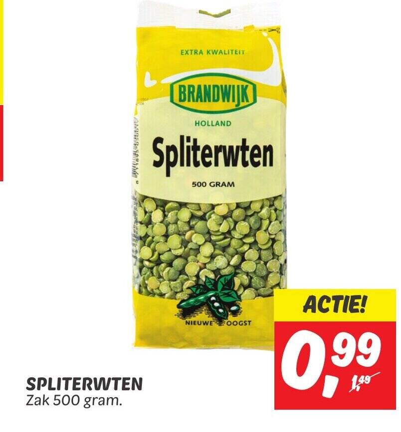 SPLITERWTEN Zak 500 gram. aanbieding bij Dekamarkt
