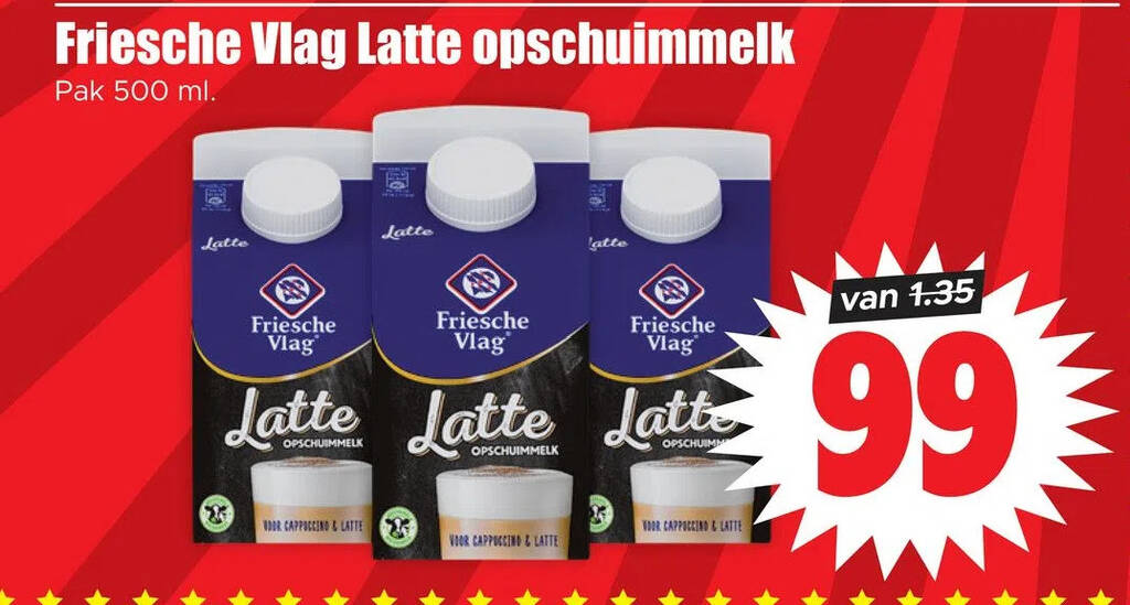 Friesche vlag latte opschuimmelk aanbieding bij Dirk