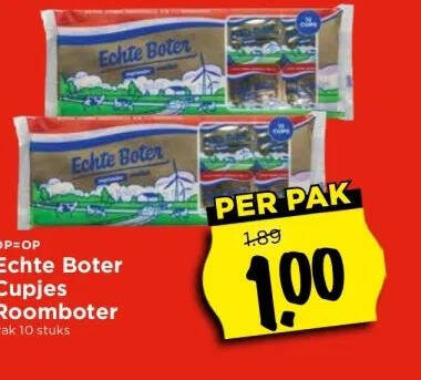 Echte boter cupjes roomboter pak 10 stuks aanbieding bij Vomar ...