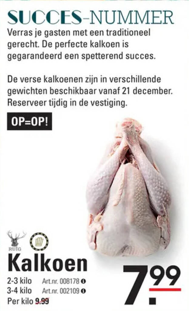 Kalkoen aanbieding bij Sligro