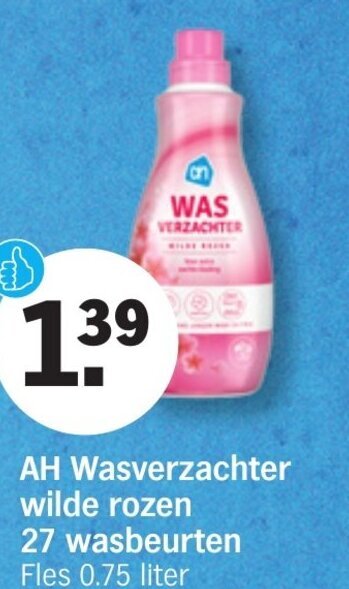 Wasverzachter wilde rozen 27 wasburten 0.75 liter aanbieding bij Albert ...