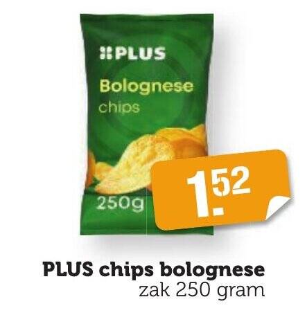 PLUS chips bolognese zak 250 gram aanbieding bij CoopCompact
