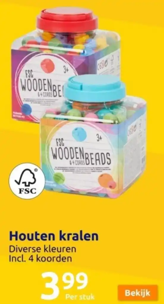 Houten kralen aanbieding bij Action