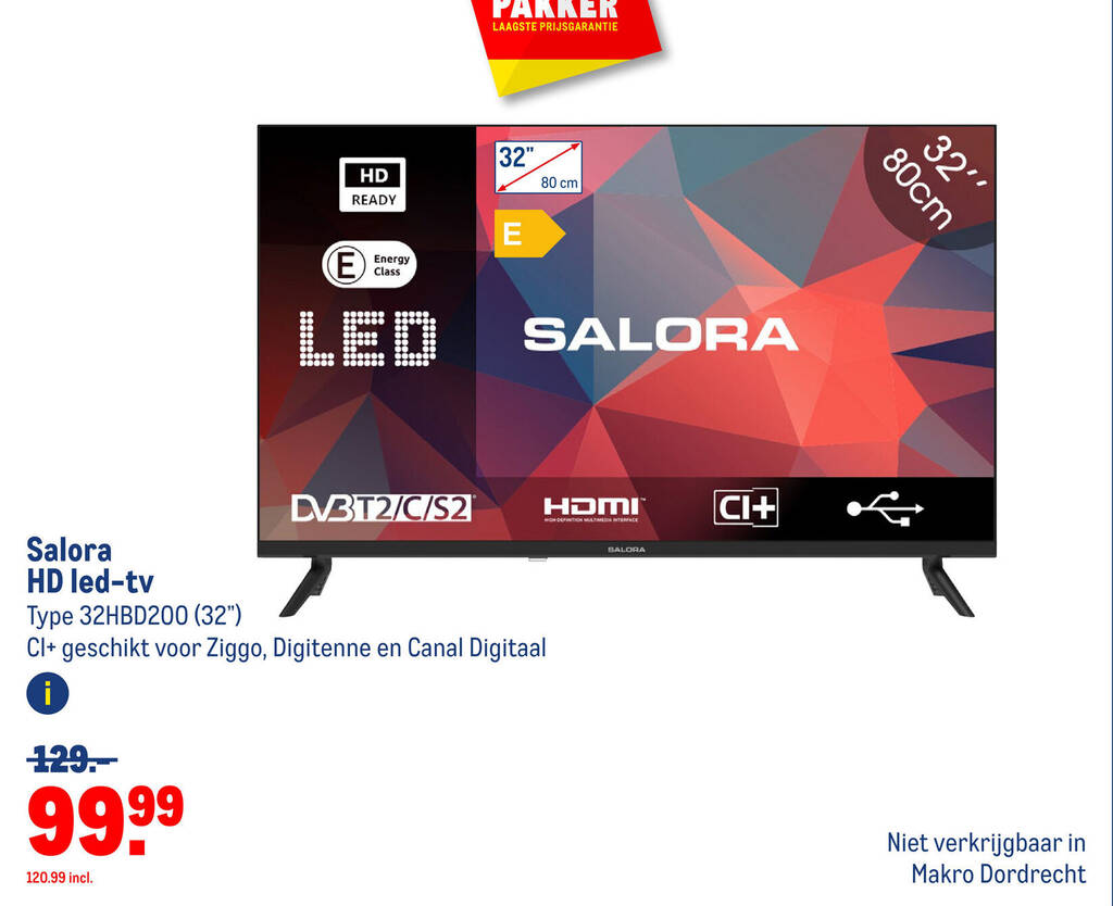 Salora HD led-tv aanbieding bij Makro