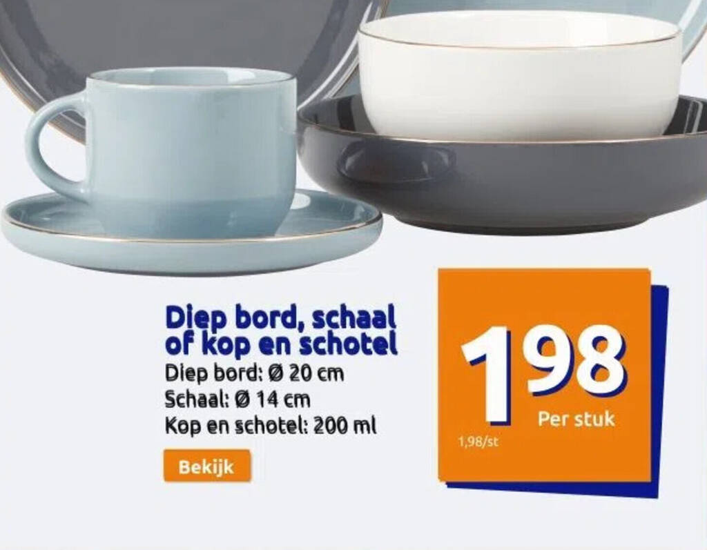 Diep bord, schaal of kop en schotel aanbieding bij Action