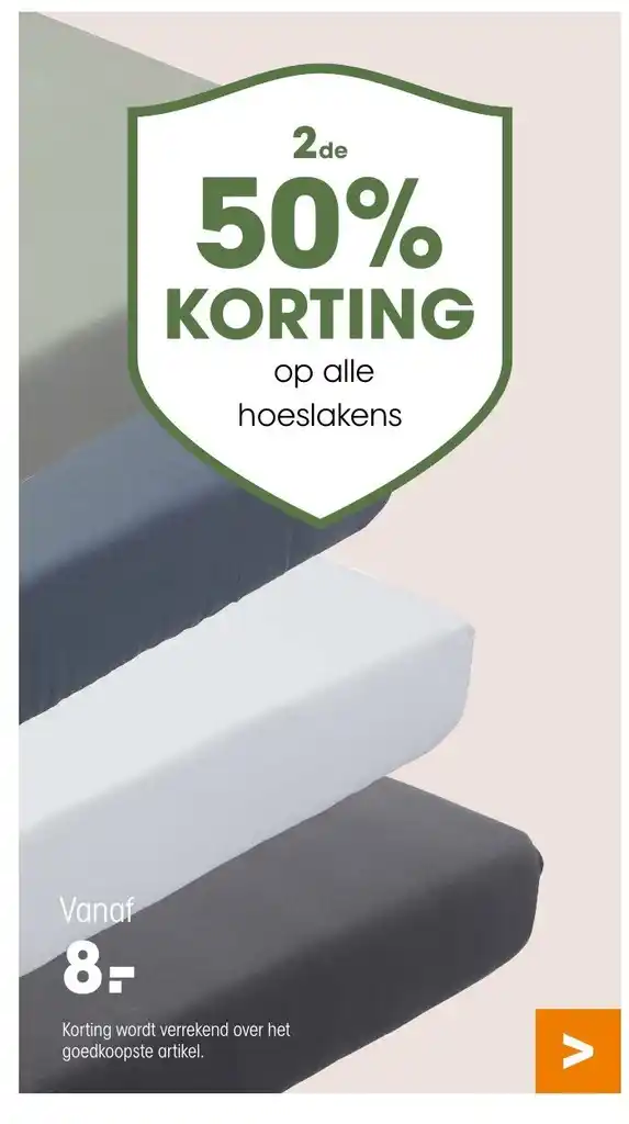50% korting op alle hoeslakens aanbieding bij Kwantum