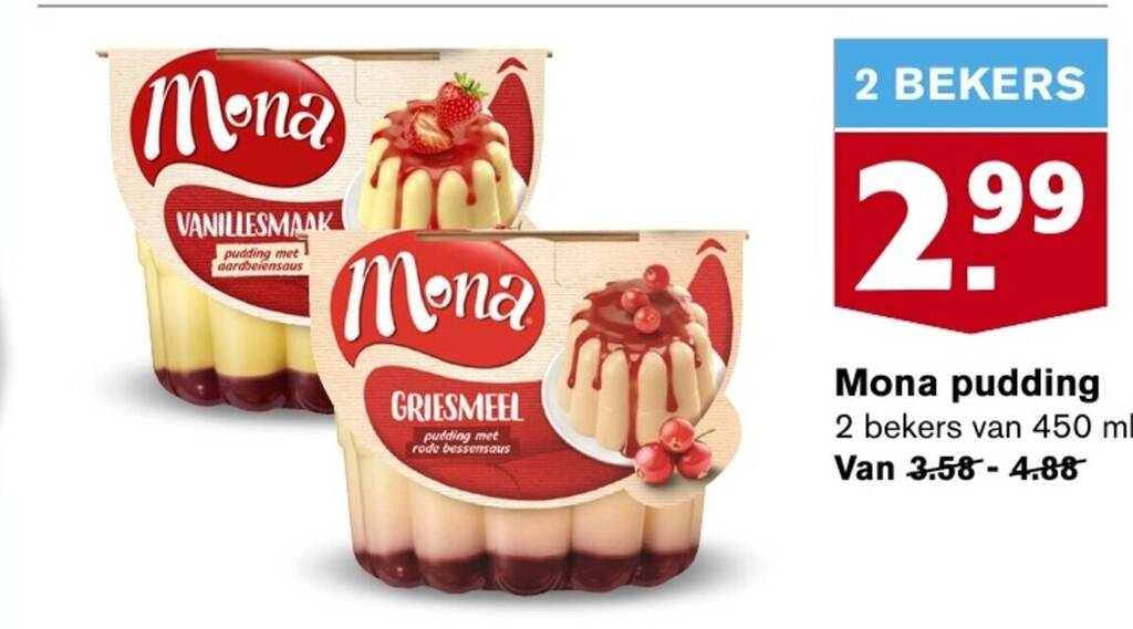 Mona pudding 450ml aanbieding bij Hoogvliet