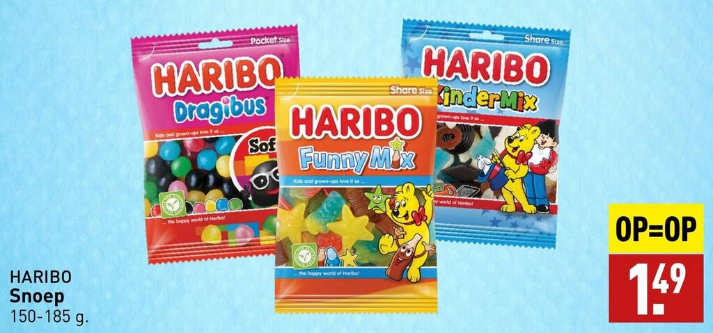 HARIBO Snoep 150-185 g aanbieding bij ALDI