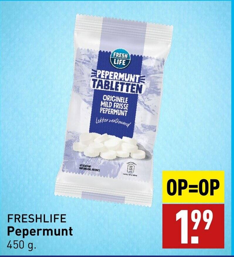 FRESHLIFE Pepermunt 450 g aanbieding bij ALDI