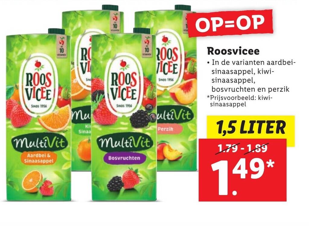 Roosvicee 1.5liter 1.5 liter aanbieding bij Lidl