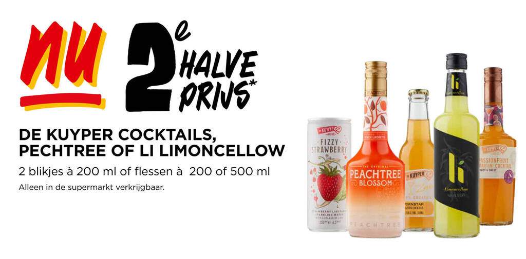 DE KUYPER COCKTAILS, PECHTREE OF LI LIMONCELLOW aanbieding bij Jumbo