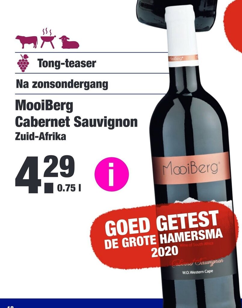 MooiBerg cabernet sauvignon 750ml aanbieding bij ALDI