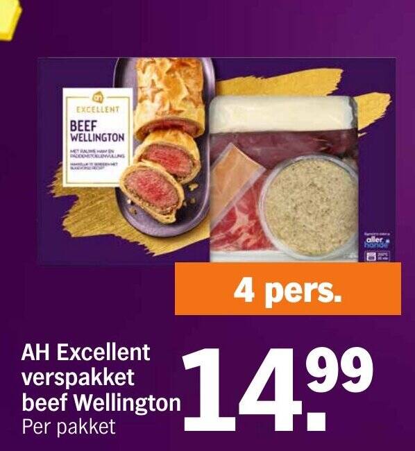 AH Excellent verspakket beef Wellington aanbieding bij Albert Heijn