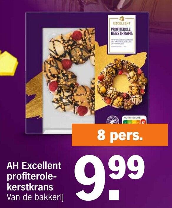 AH Excellent profiterole kerstkrans aanbieding bij Albert Heijn