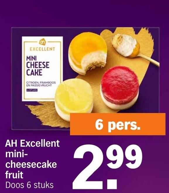 AH Excellent mini-cheesecake fruit aanbieding bij Albert Heijn