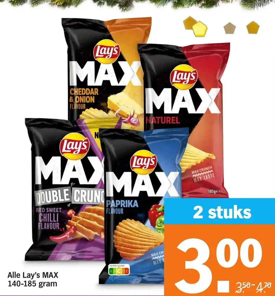 Alle Lay's MAX 140-185 gram aanbieding bij Albert Heijn