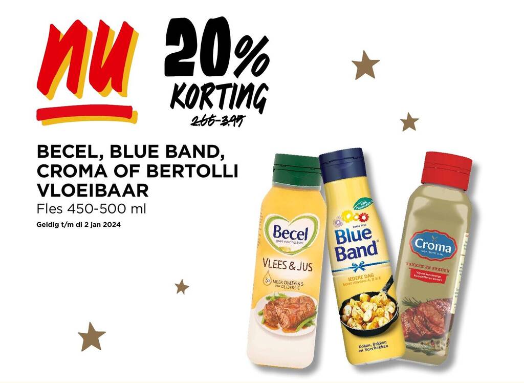 BECEL, BLUE BAND, CROMA OF BERTOLLI VLOEIBAAR aanbieding bij Jumbo