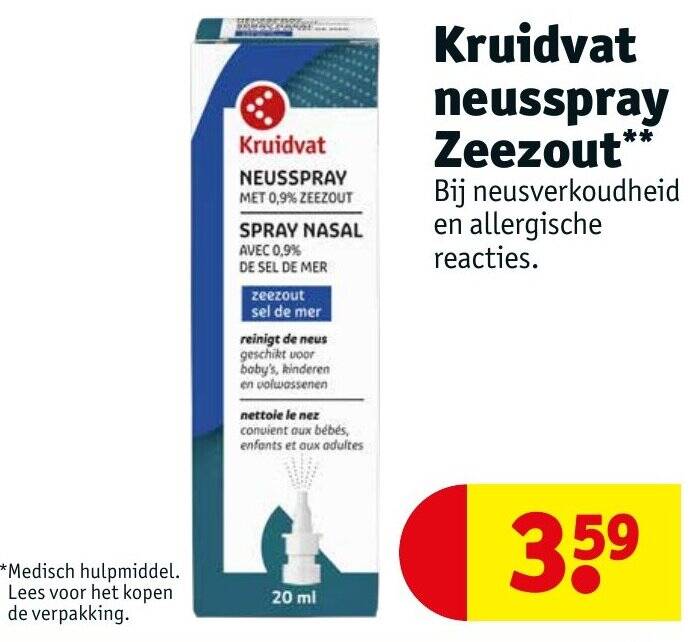 Kruidvat neusspray Zeezout aanbieding bij Kruidvat