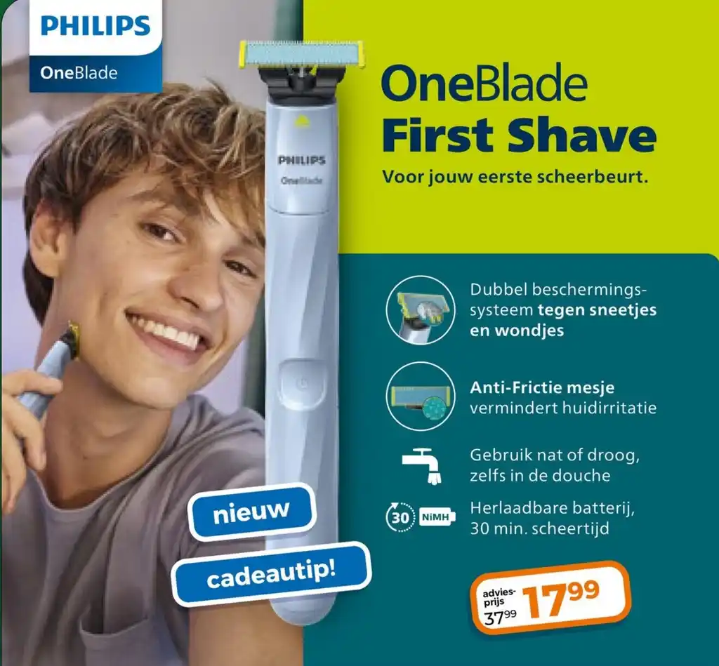 OneBlade First Shave aanbieding bij Trekpleister
