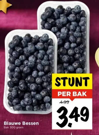 Blauwe bessen bak 300 gram aanbieding bij Vomar Voordeelmarkt
