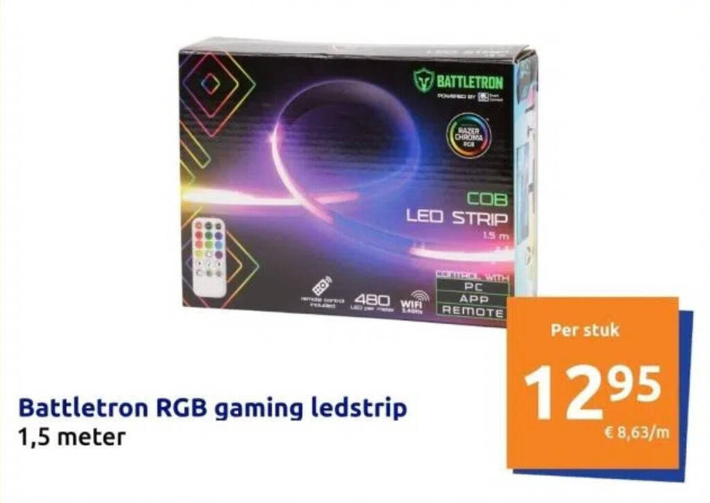 Battletron RGB gaming ledstrip 1,5 meter 1.5 meter aanbieding bij Action