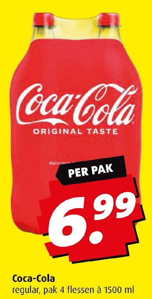 Coca-Cola regular, pak 4 flessen à 1500 ml aanbieding bij Boni