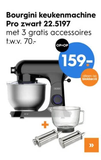 Bourgini keukenmachine pro zwart 22.5197 aanbieding bij Blokker