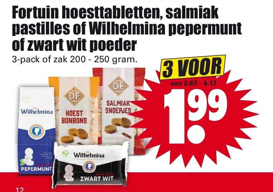 Fortuin Hoesttabletten, Salmiak Pastilles of Wilhelmina Pepermunt of ...