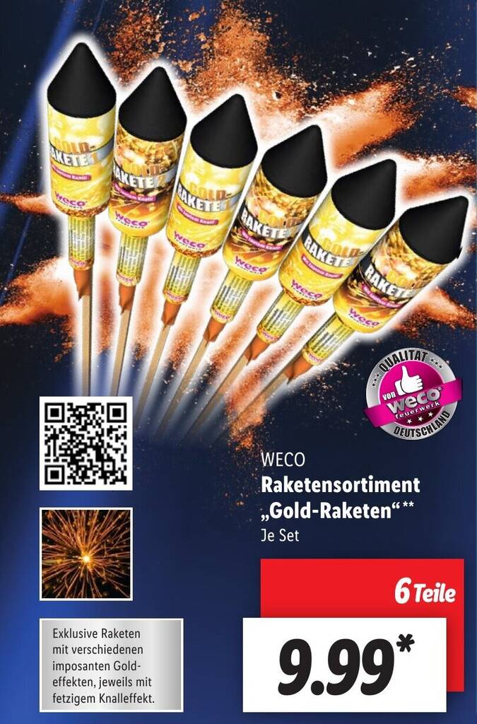 WECO Raketensortiment ,,Gold-Raketen" aanbieding bij Lidl