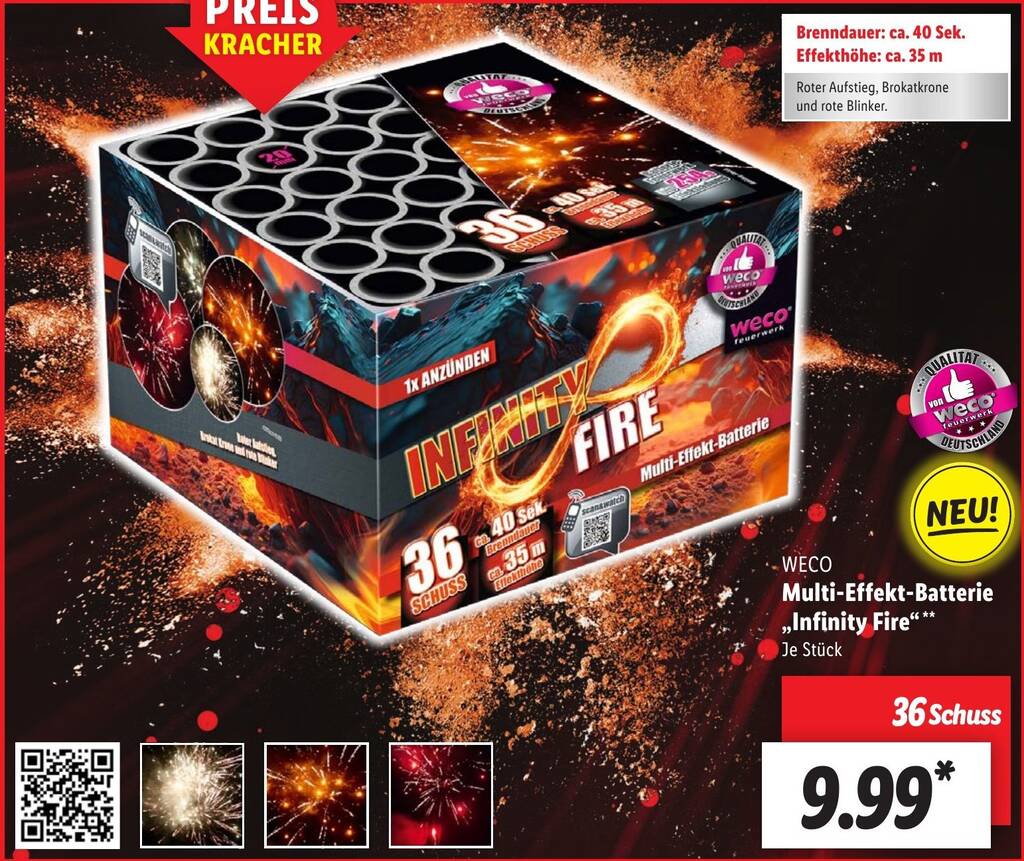 WECO Multi-Effekt-Batterie „Infinity Fire aanbieding bij Lidl
