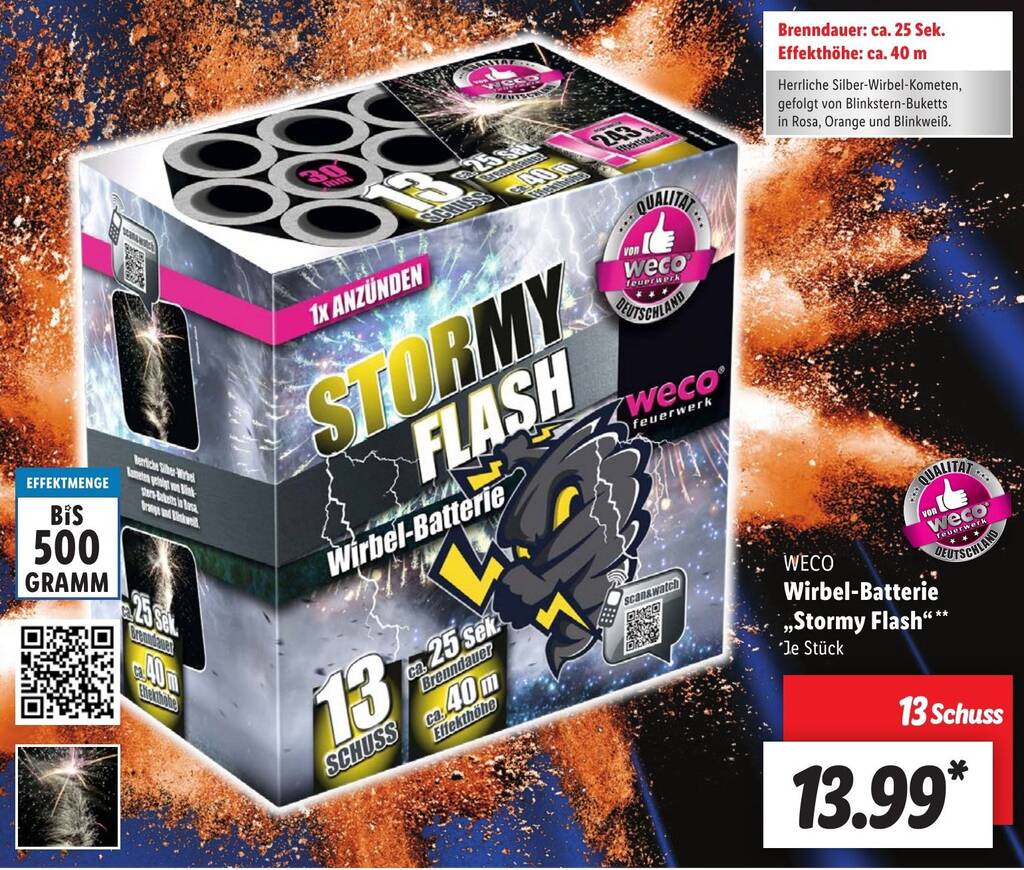 WECO Wirbel-Batterie STORMY FLASH aanbieding bij Lidl