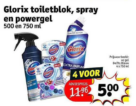 Glorix toiletblok, spray en powergel 750 ml aanbieding bij Kruidvat