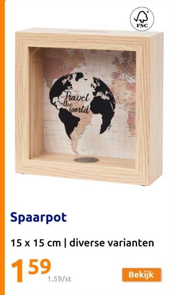 Spaarpot 15 x 15 cm | diverse varianten aanbieding bij Action