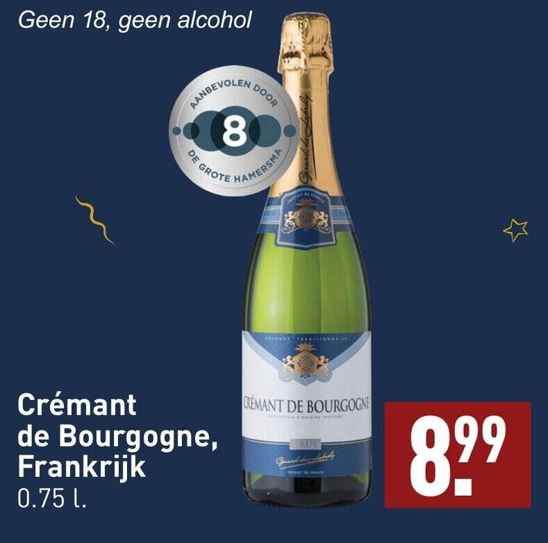 Crémant de Bourgogne, Frankrijk 0.75L aanbieding bij ALDI