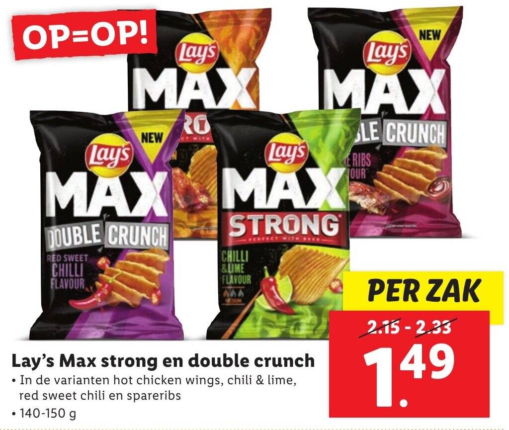 Lay's Max strong en double crunch aanbieding bij Lidl
