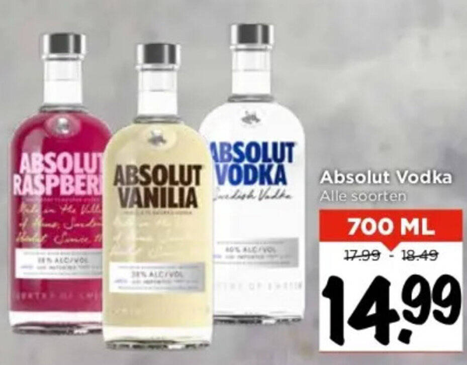 Absolut Vodka 700ml aanbieding bij Vomar Voordeelmarkt