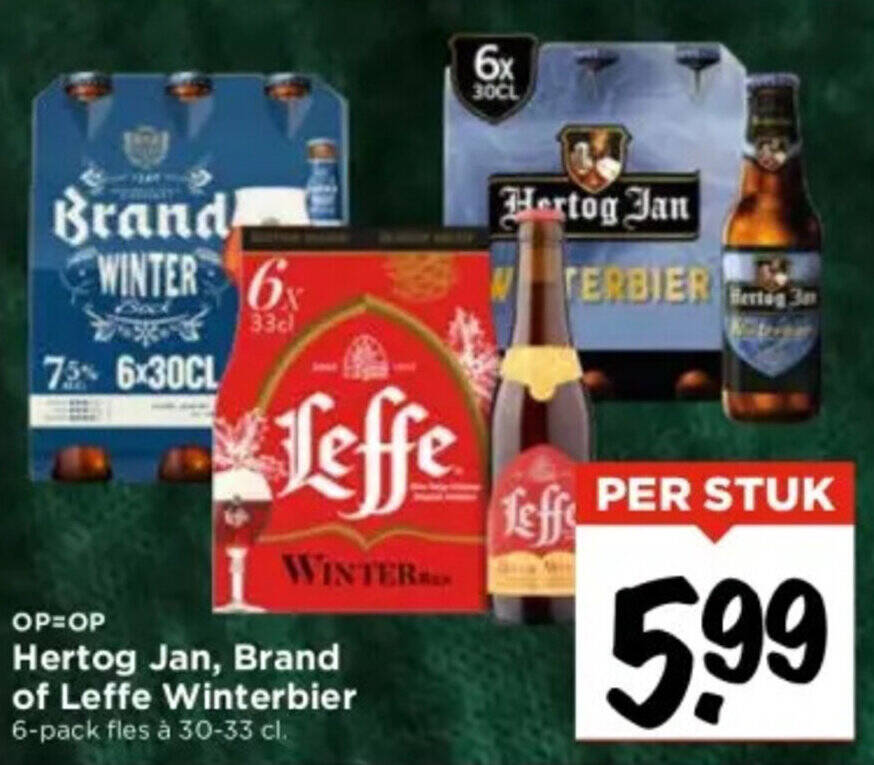 Hertog Jan, Brand of Leffe Winterbier aanbieding bij Vomar Voordeelmarkt