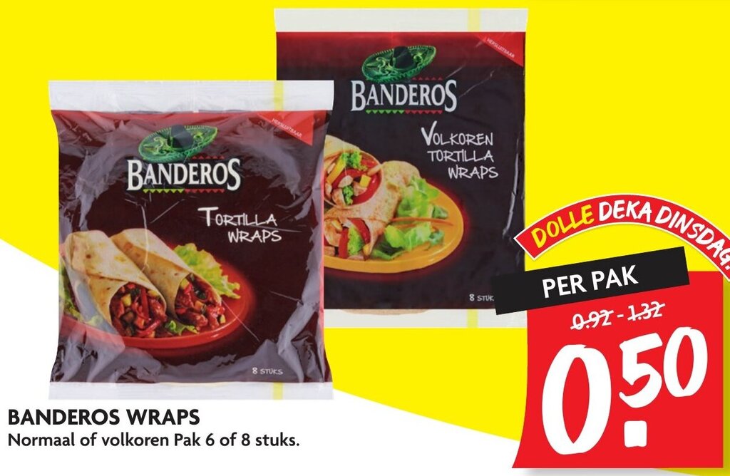 Banderos wraps aanbieding bij Dekamarkt
