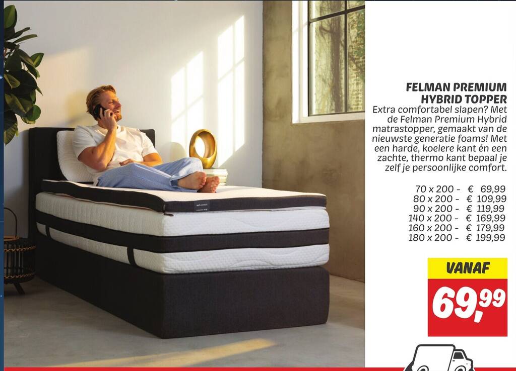 FELMAN PREMIUM HYBRID TOPPER aanbieding bij Dekamarkt