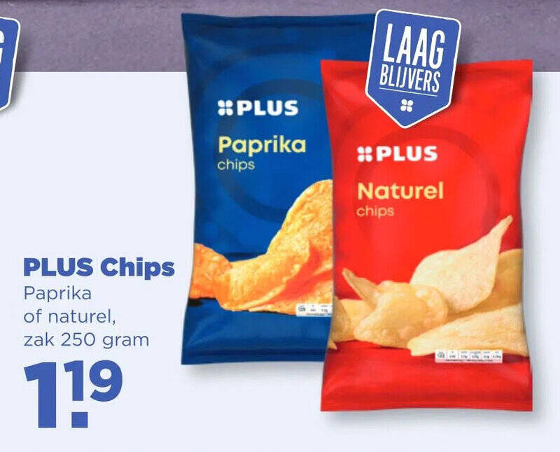 PLUS Chips 250g aanbieding bij PLUS