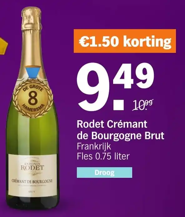Rodet Crémant de Bourgogne Brut Frankrijk Fles 0.75 liter aanbieding ...