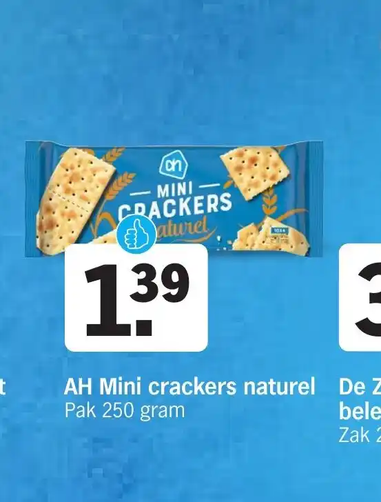 AH Mini cracker naturel pak 250 gram aanbieding bij Albert Heijn
