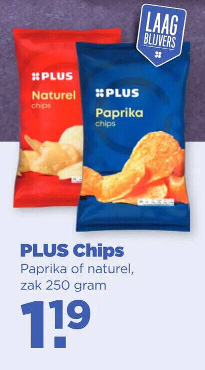 PLUS Chips 250g aanbieding bij PLUS