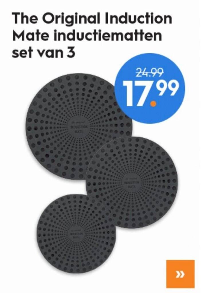 The Original Induction Mate inductiematten set van 3 aanbieding bij Blokker