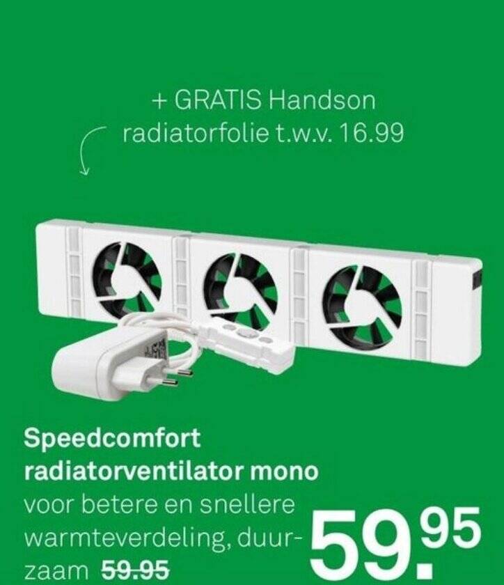 Speedcomfort radiatorventilator mono + GRATIS Handson radiatorfolie t.w ...