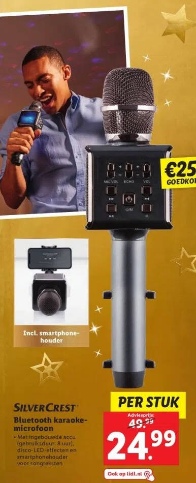Silvercrest bluetooth karaokemicrofoon aanbieding bij Lidl