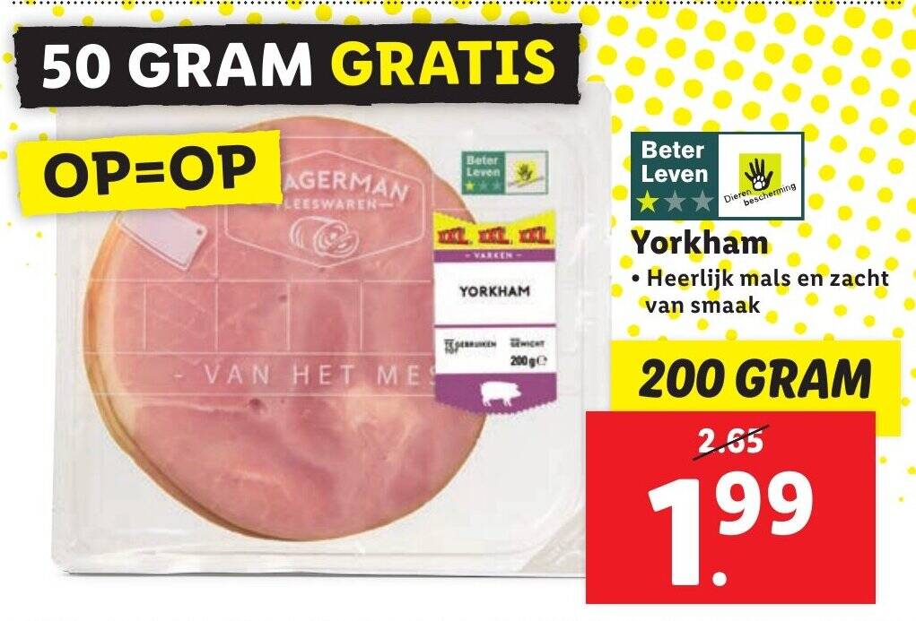 Yorkham 200 GRAM aanbieding bij Lidl